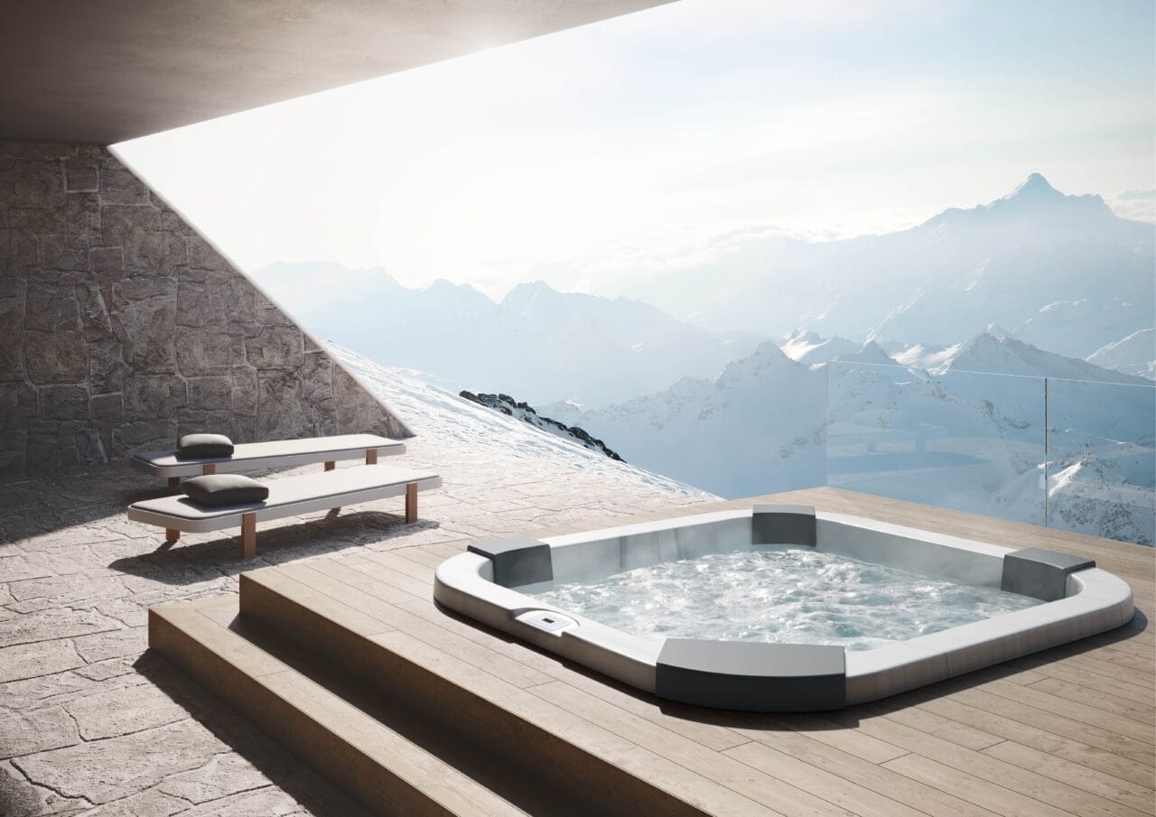 Jacuzzi®Santorini™TO ORDER Hot Tub | Oyster Pools & Hot Tubs - Wales
